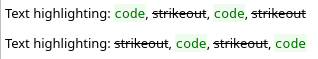 Strikeout and code inline formatting are mutually exclusive in the same ...