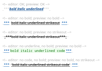 Strikeout and code inline formatting are mutually exclusive in the same ...
