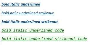 Strikeout and code inline formatting are mutually exclusive in the same ...