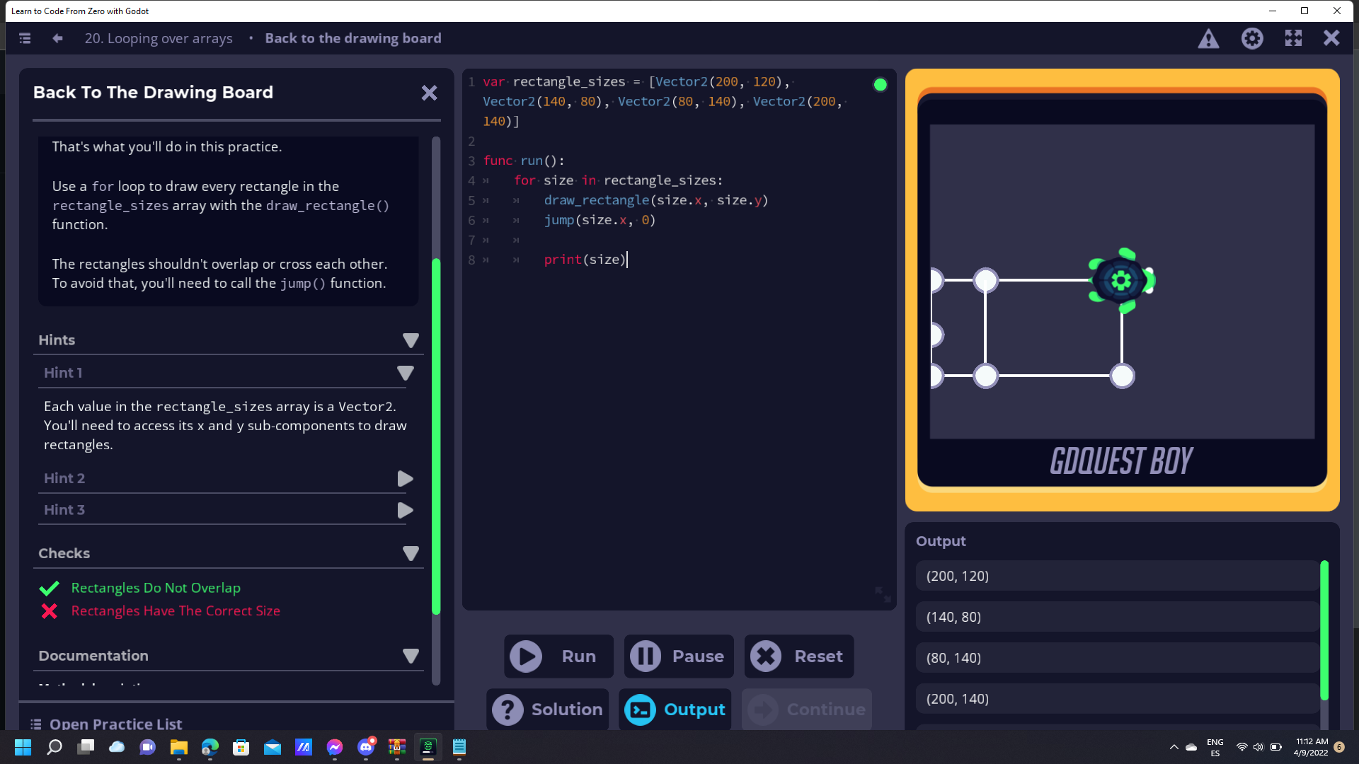 20. Looping Over Arrays, Practice: Back to the Drawing Board - Tasks marked as Incorrect even ...