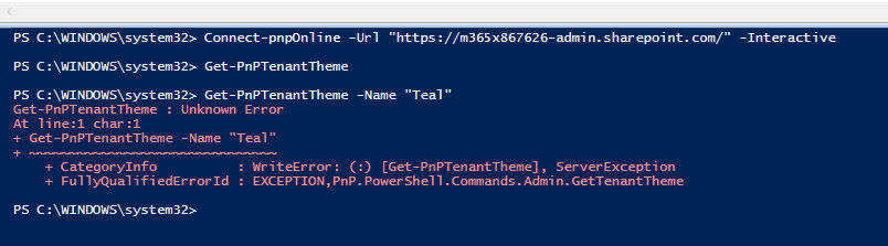 [BUG] Get-PnPTenantTheme cmdlet always returns null · Issue #1616 · pnp/powershell · GitHub