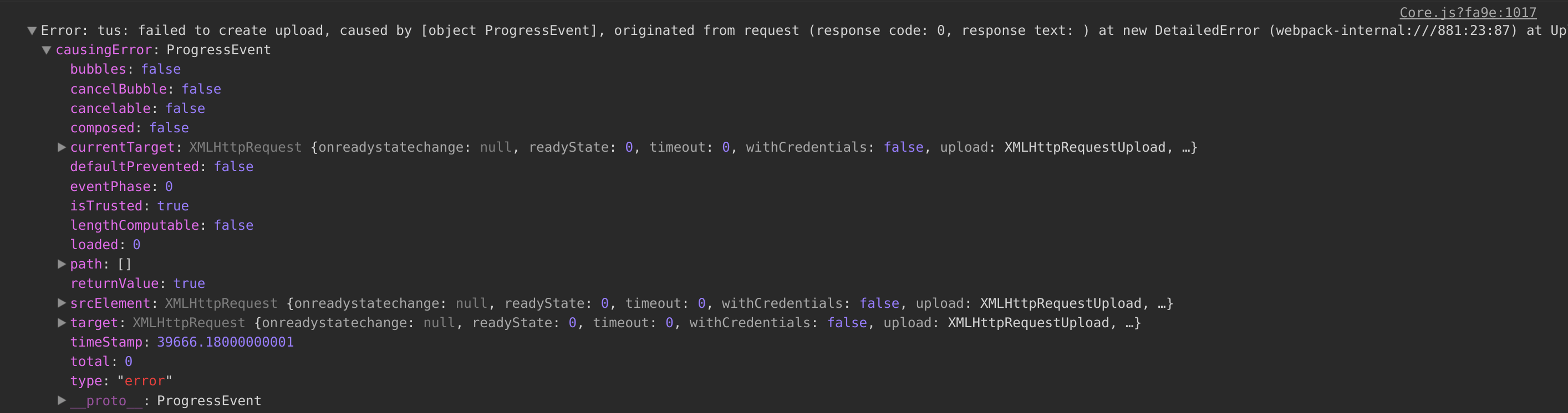 Tus Failed To Create Upload Caused By Object Progressevent · Issue 522 · Transloadituppy
