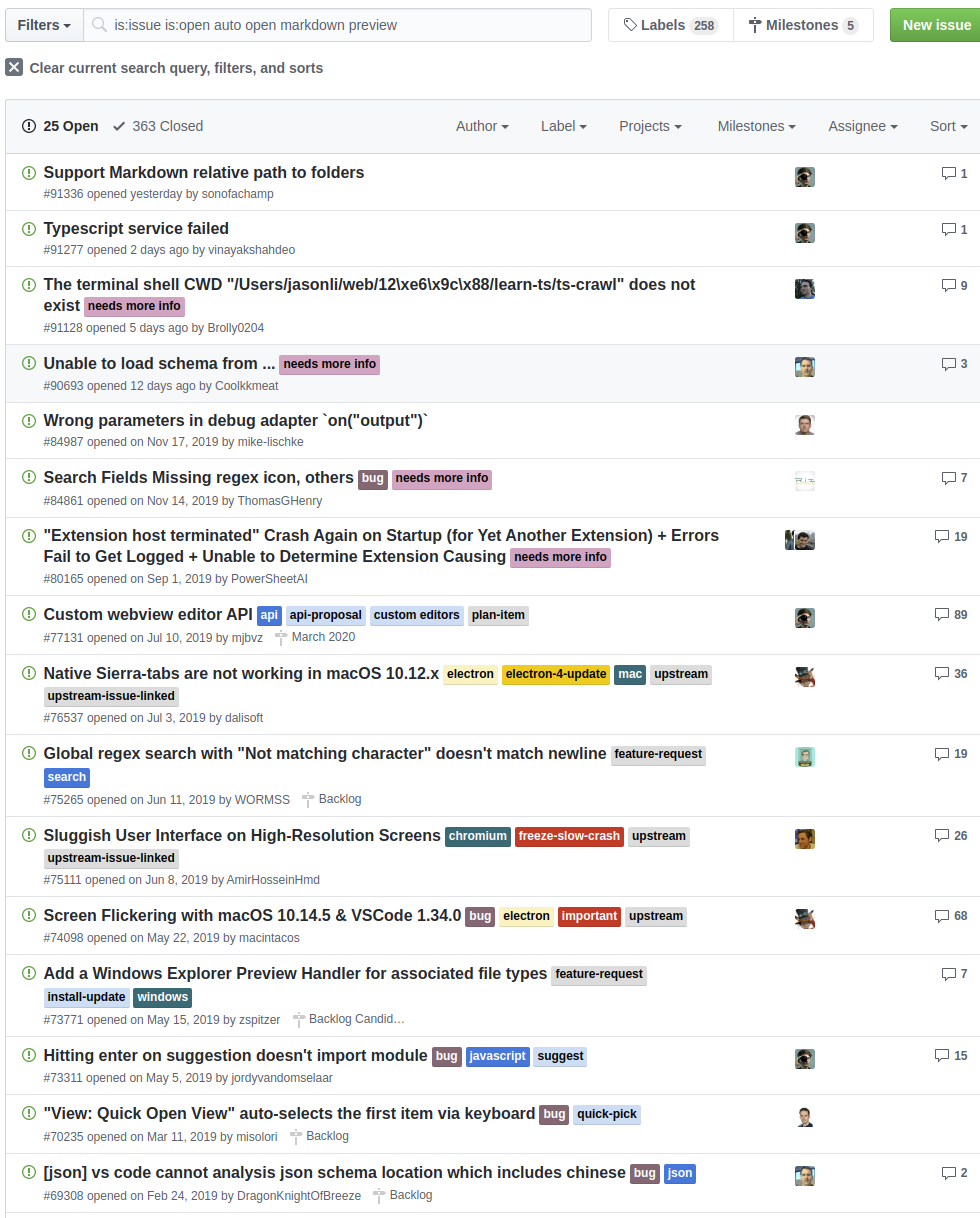 Improve Markdown preview panel behavior · Issue #91401 · microsoft/vscode · GitHub