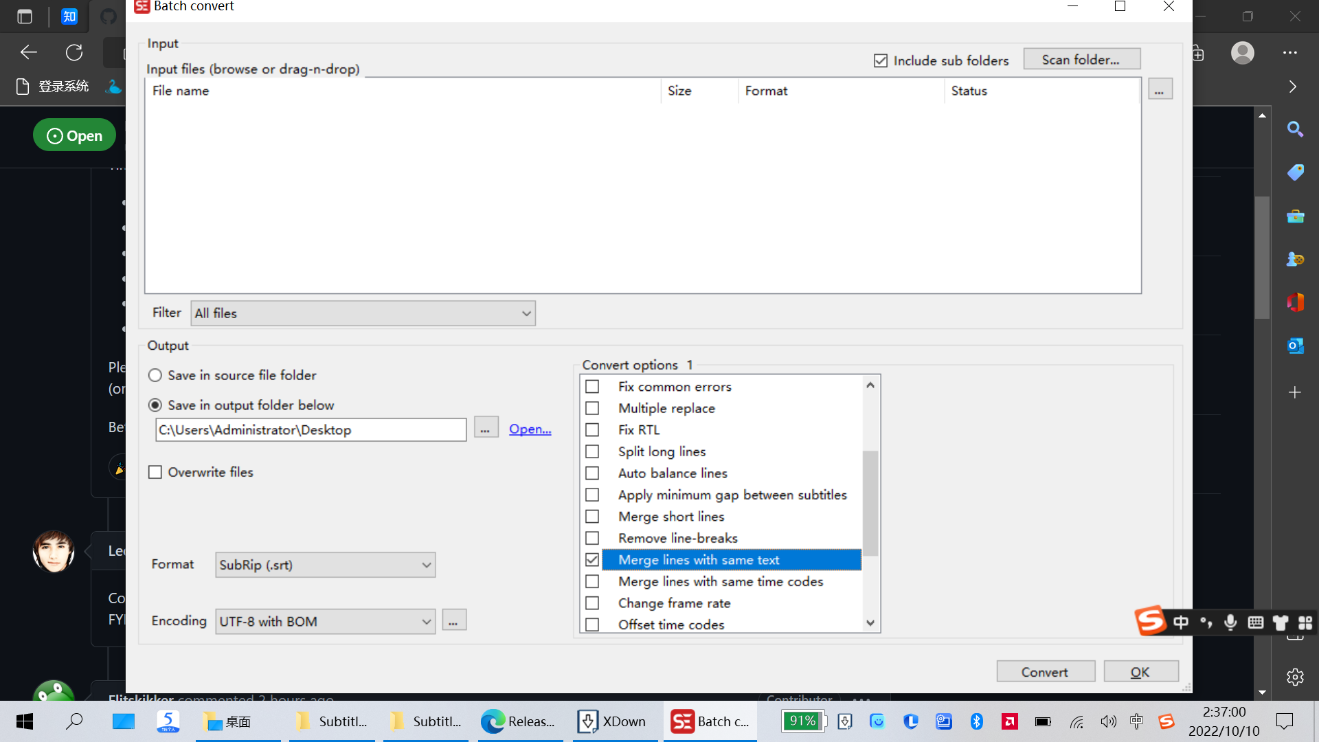 There is no such setting in batch convert mode. · Issue #6323 · SubtitleEdit/subtitleedit · GitHub