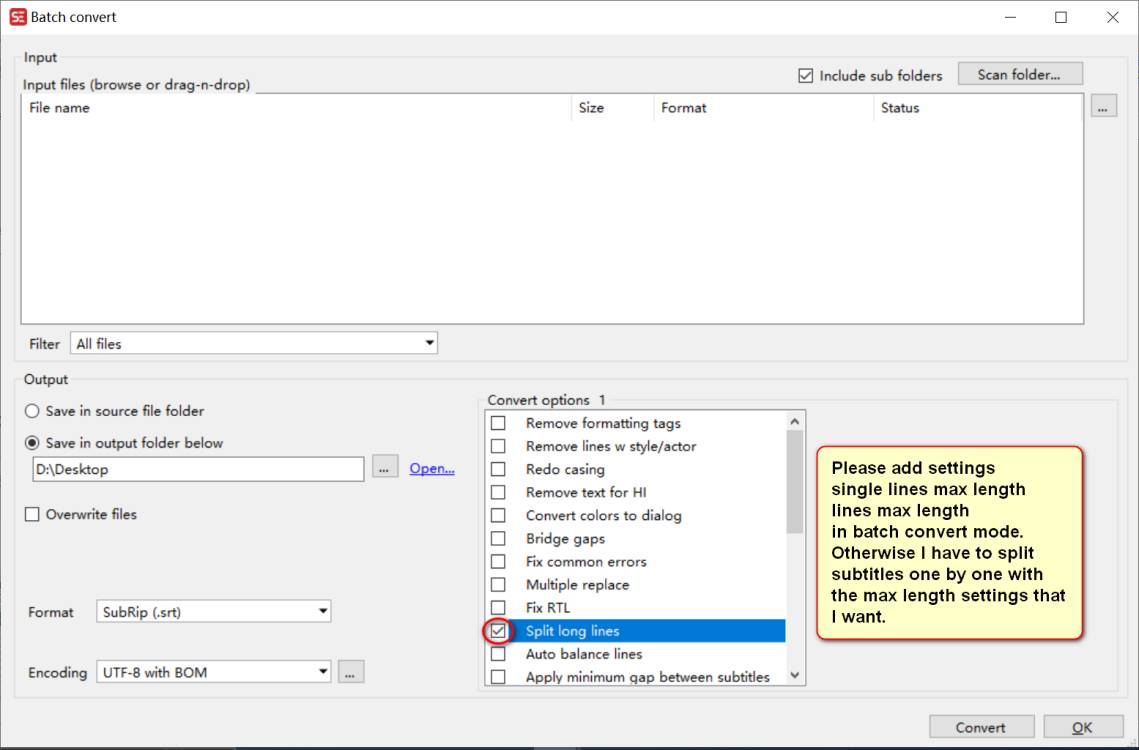 Why SE4.0.1 can't split long Japanese lines without punctuation？Neither single file nor batch ...