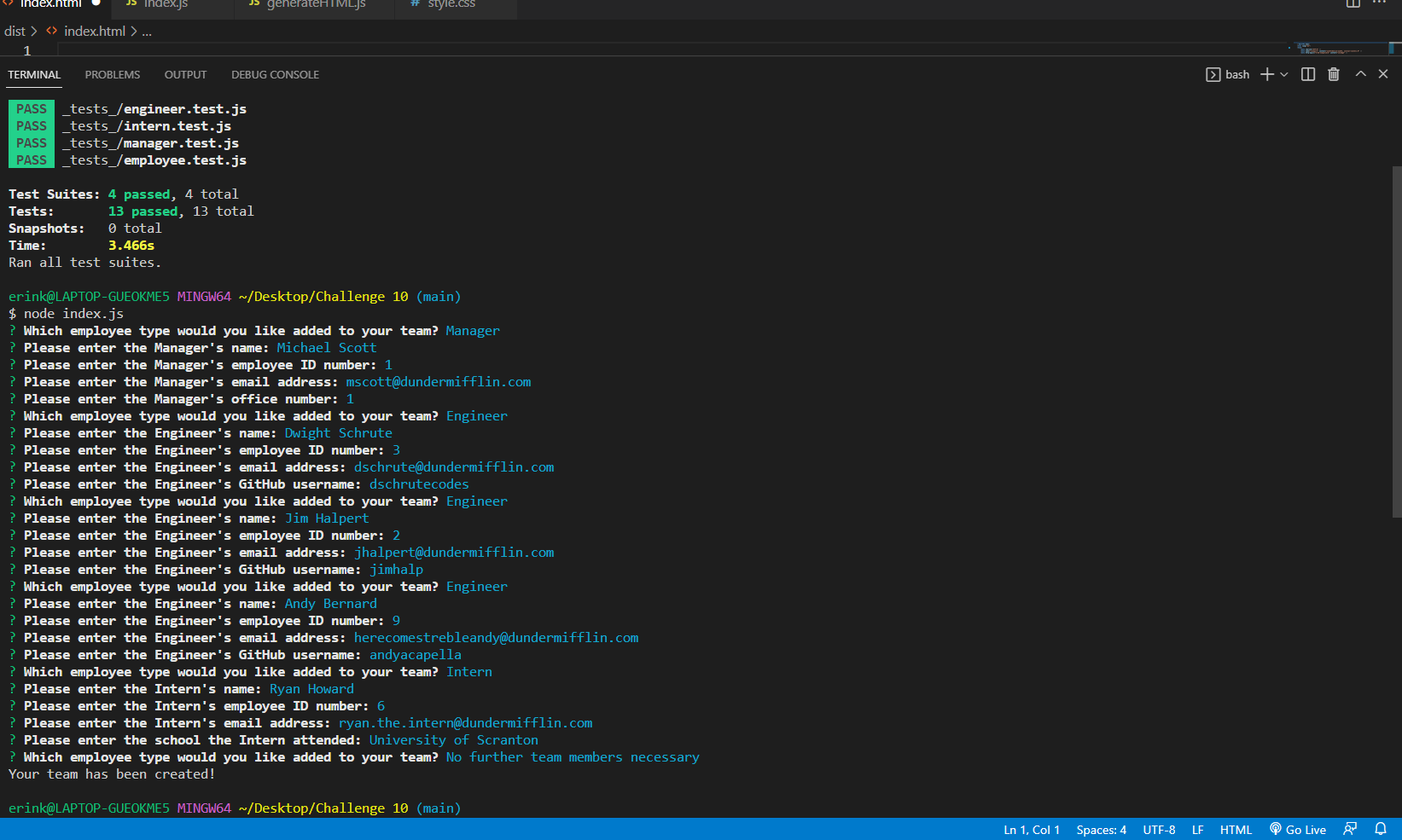 GitHub - ekellv/Team-Profile-Generator: Tested in jest and made using ...
