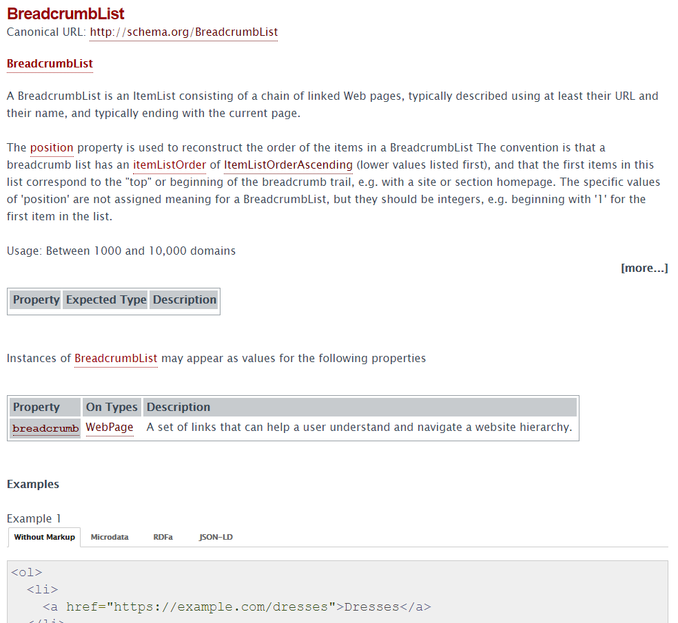 BreadcrumbList page lacks breadcrumbs, property table · Issue #2134 · schemaorg/schemaorg · GitHub