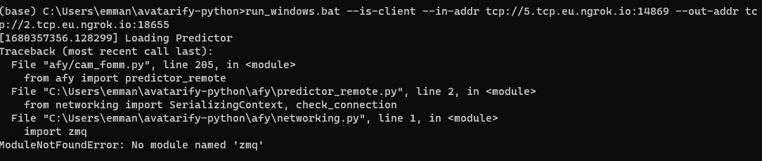 Issue running run_windows.bat on my Conda · Issue #555 · alievk/avatarify-python · GitHub