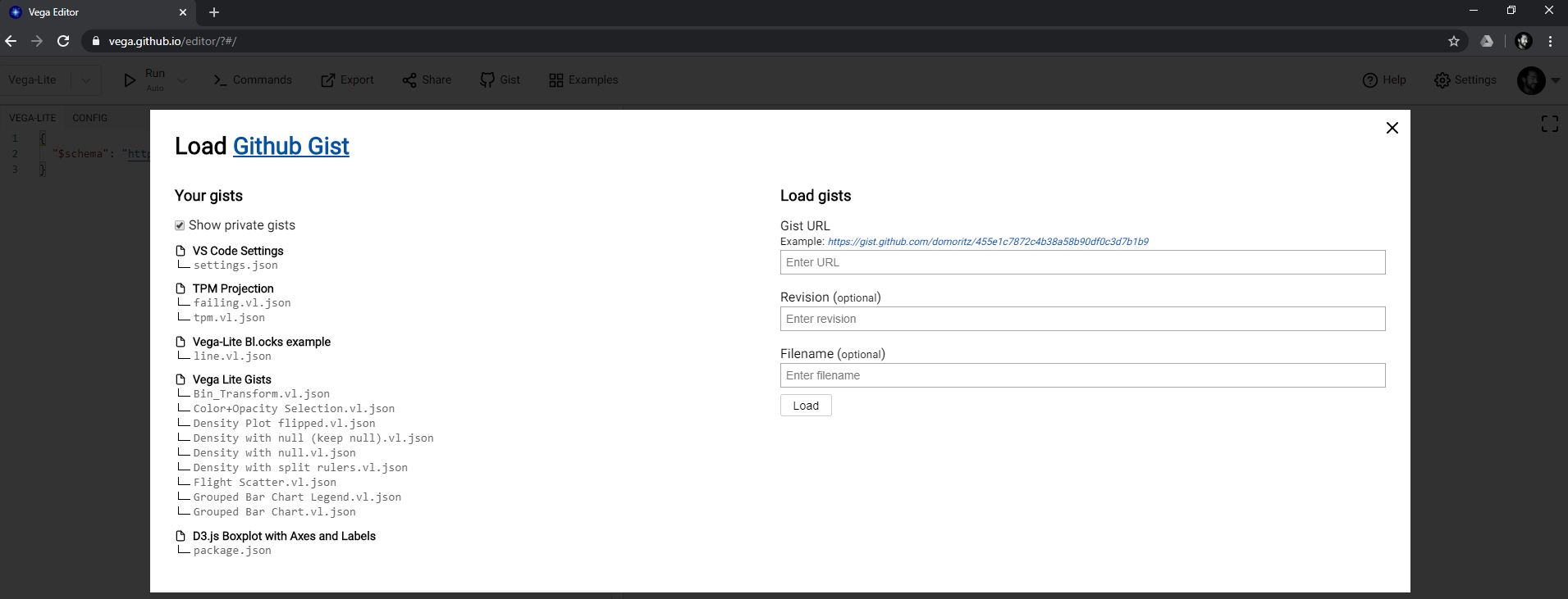 Number of dispalyed Gist files · Issue #624 · vega/editor · GitHub