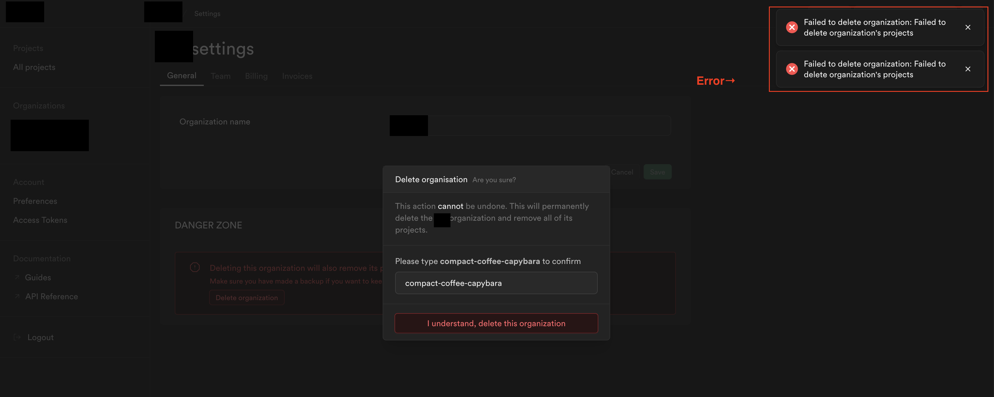 Can Not Delete Project And Organization · Issue 11644 · Supabase Supabase · Github