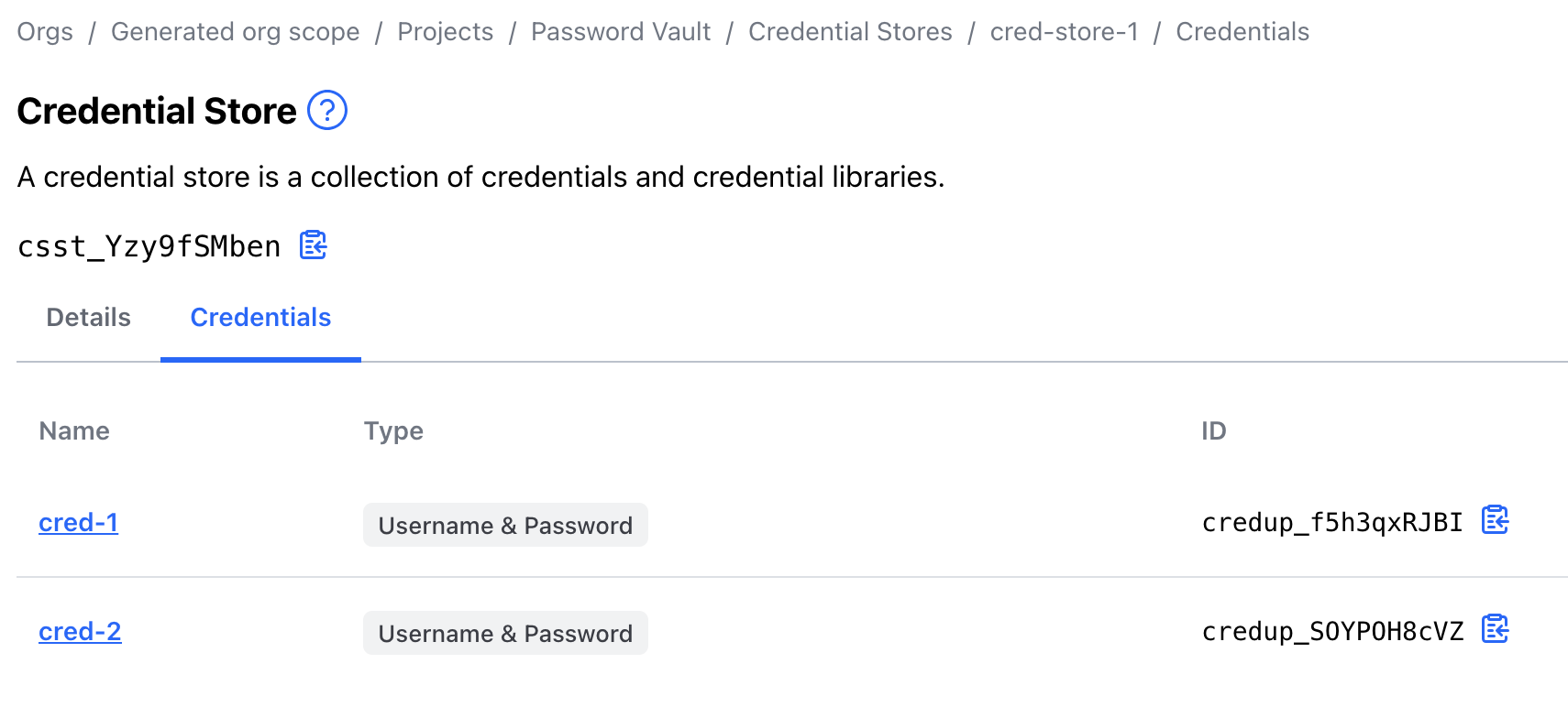 Restricting credentials from specific credential stores while adding credentials in the targets ...