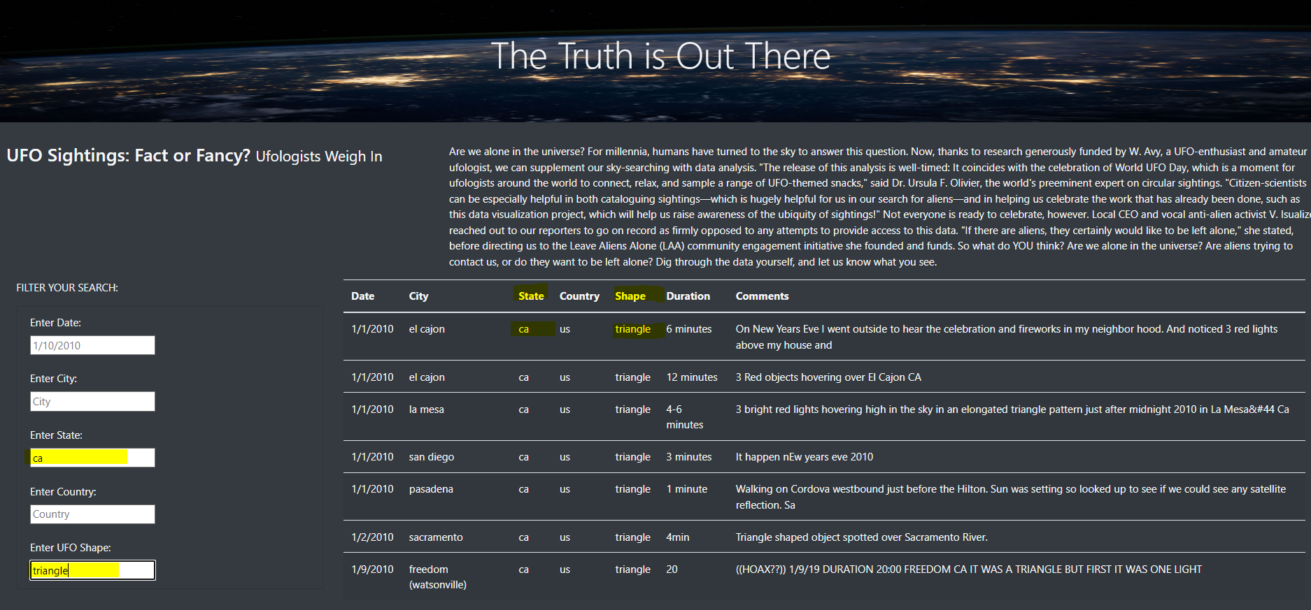 GitHub - speplinski3/UFOs