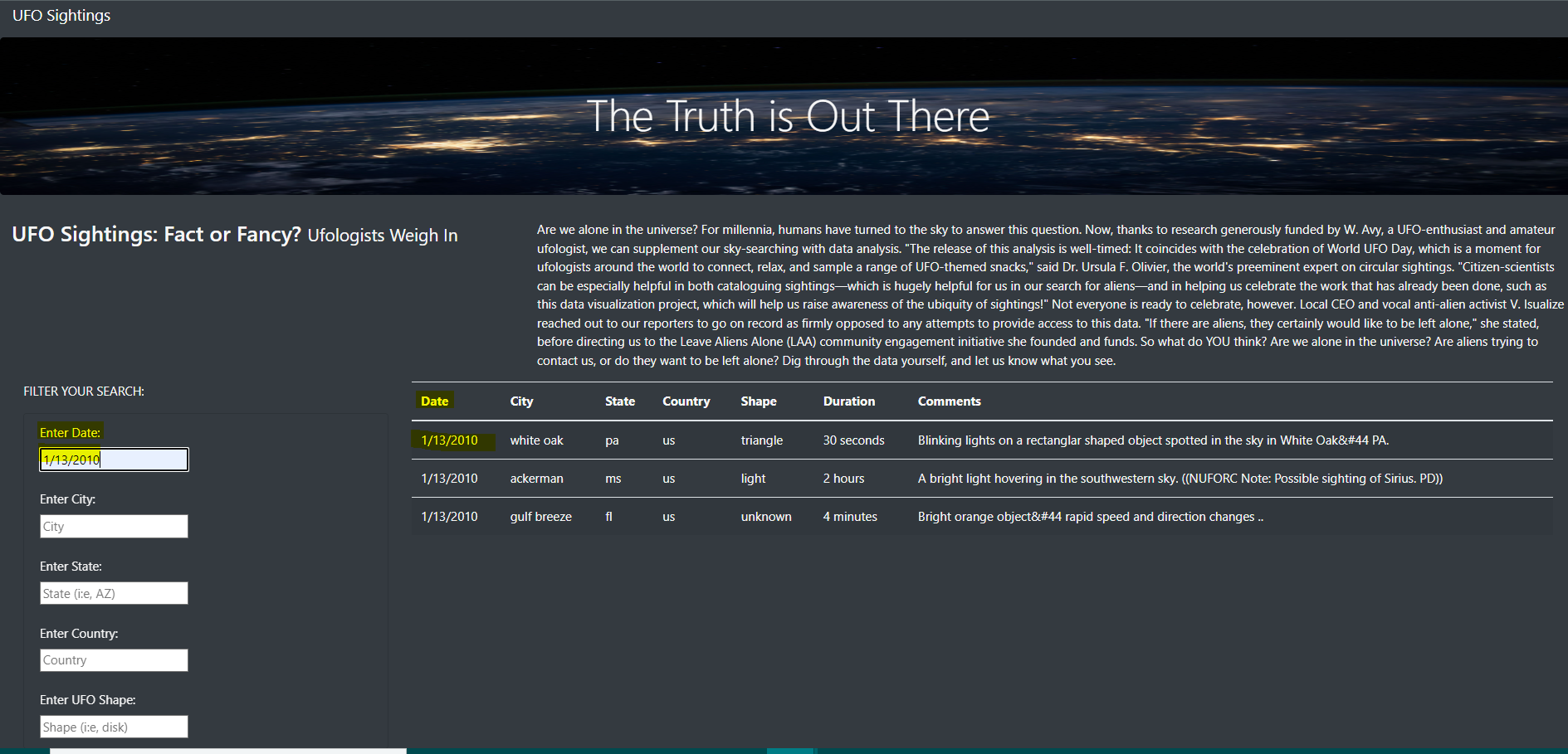 GitHub - speplinski3/UFOs