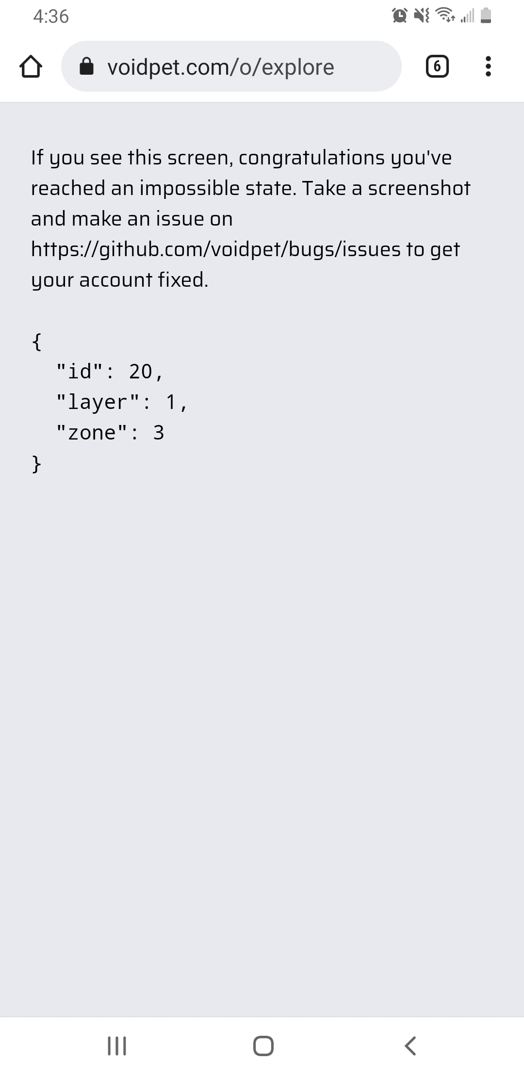 I received this message while exploring · Issue #399 · voidpet/bugs · GitHub