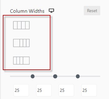 V2 Advanced Columns & Grid - Column Widths selection is in a single column instead of three ...