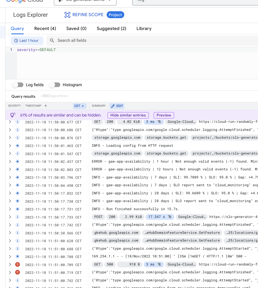 errors logs don't have the correct severity · Issue #293 · google/slo-generator · GitHub