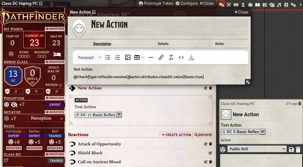 Class DC-based save button within Action shows as DC 0 when posted to chat · Issue #4162 ...