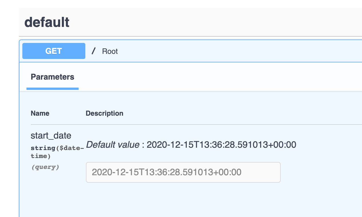 Using Default For Datetime Query Parameter Without Timezone Leads To 