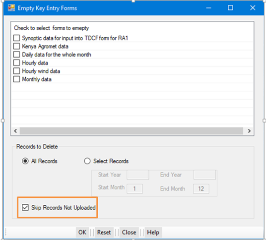 Option to upload data and remove or leave data in the Data entry forms ...
