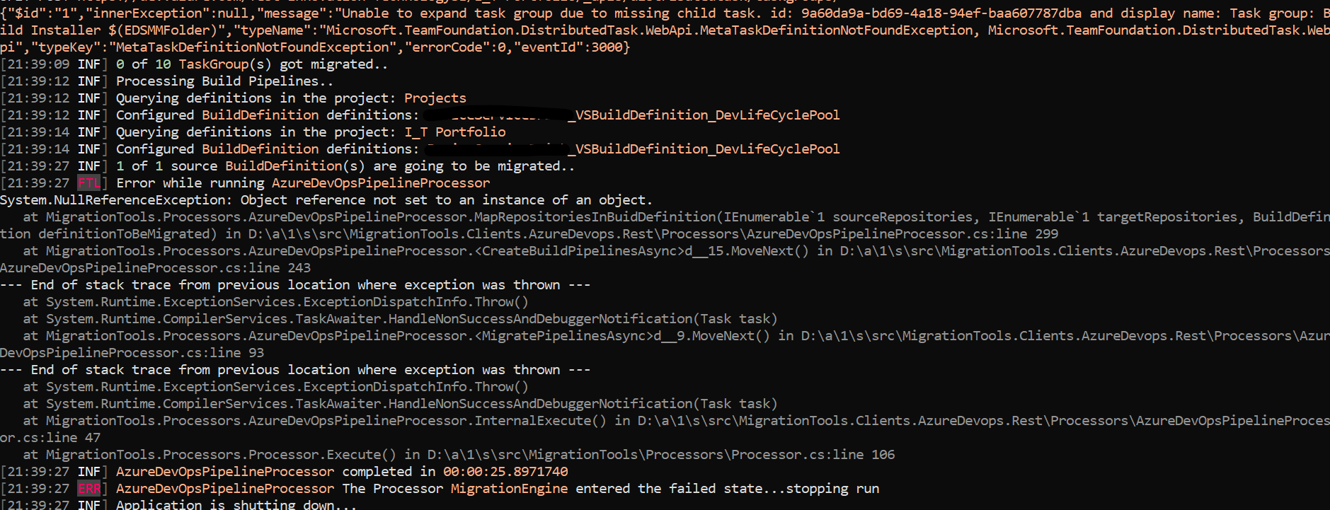 [Urgent] Am trying to migrate classic azure build pipelines using nkdagility and getting below ...
