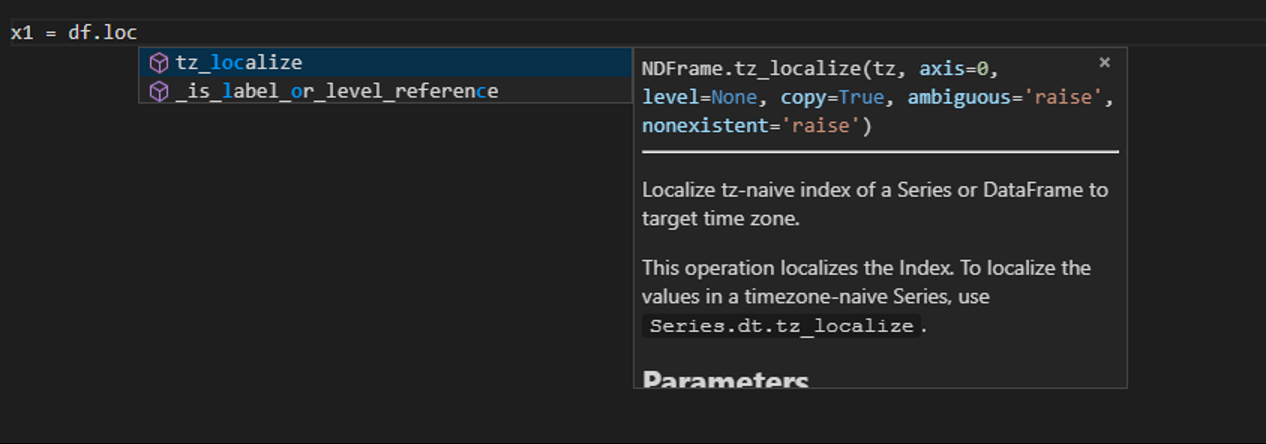 No Correct Completion For Dfloc · Issue 805 · Microsoftpython Language Server · Github