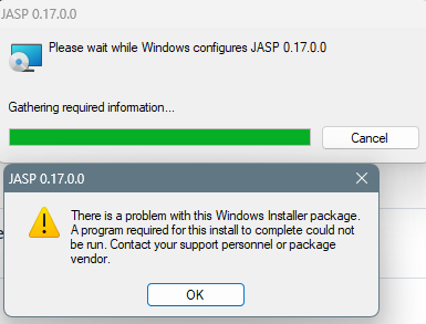 [Bug]: problem with the installer · Issue #2003 · jasp-stats/jasp-issues · GitHub