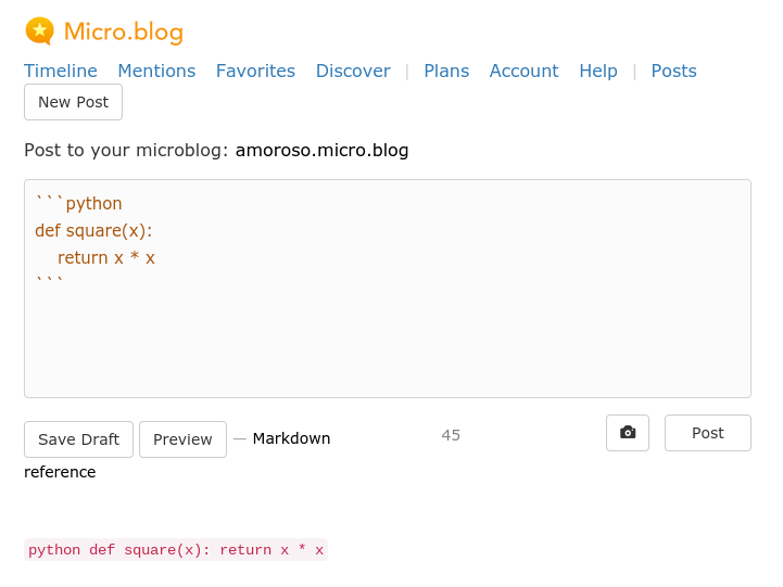 Please support syntax colouring · Issue #132 · microdotblog/issues · GitHub