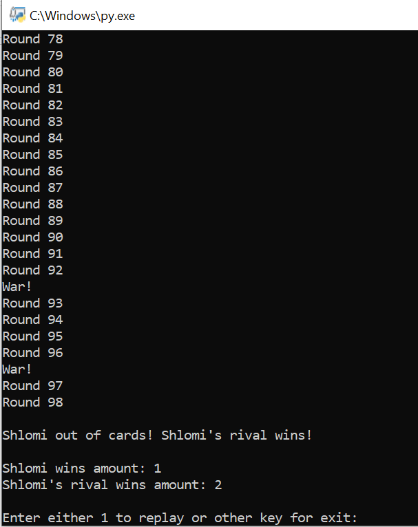GitHub - ShlomiShakoy/Python-war-game: War(card game) using Pyhton.