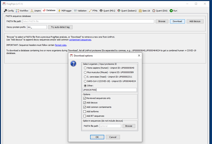 Download database · Issue #641 · Nesvilab/FragPipe · GitHub