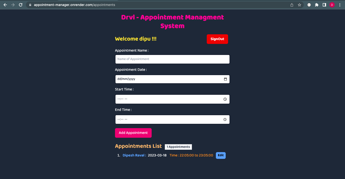 GitHub - DipeshRaval/Appointment-System