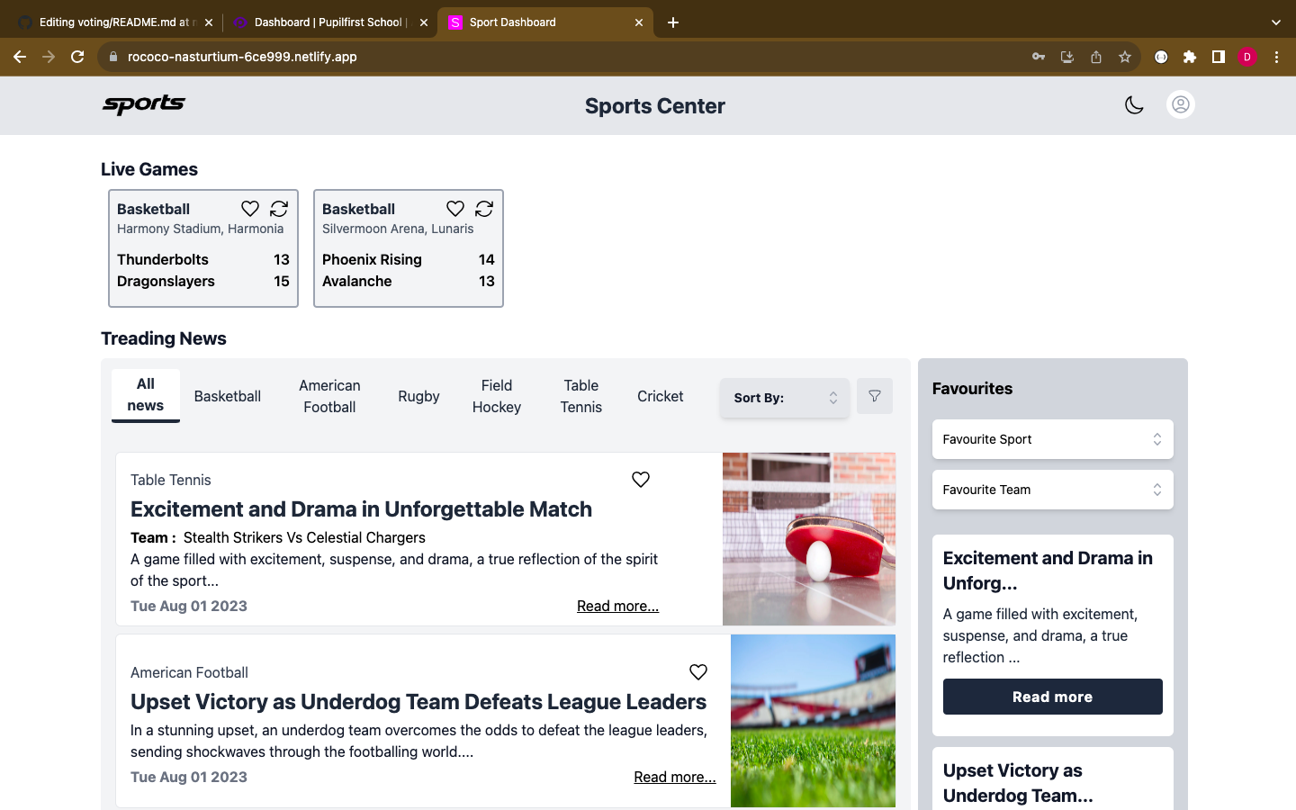 GitHub - DipeshRaval/WD301-Capstone-Sport-Dashboard
