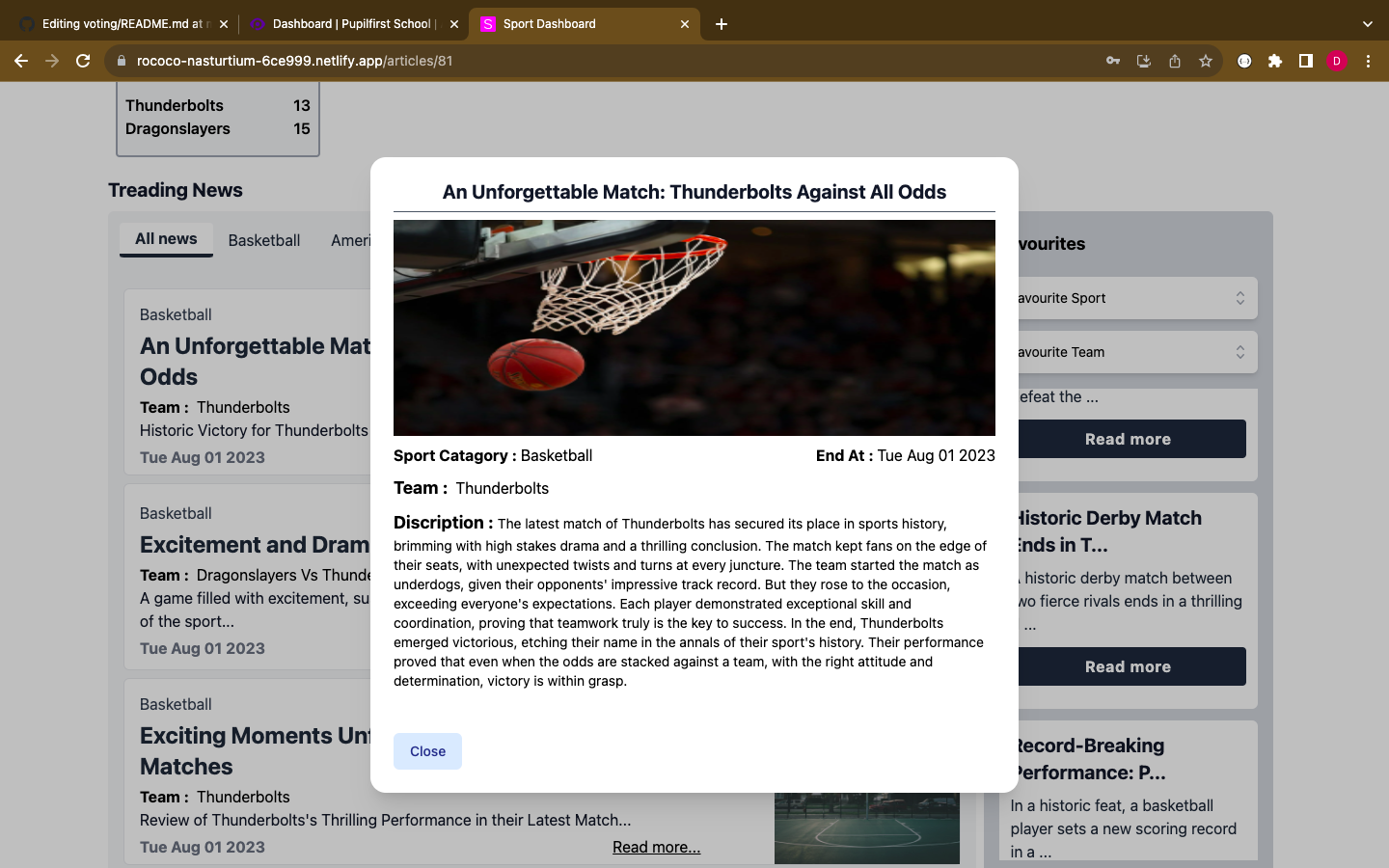 GitHub - DipeshRaval/WD301-Capstone-Sport-Dashboard