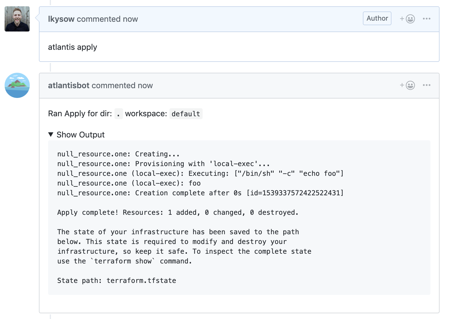 Unable To Use Local Exec Provisioner · Issue 682 · Runatlantisatlantis · Github 