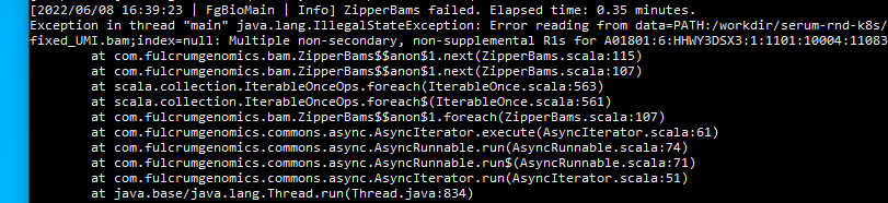 Multiple non-secondary, non-supplemental R1s Error · Issue #853 · fulcrumgenomics/fgbio · GitHub