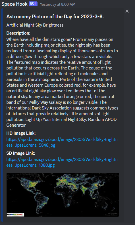 Github Robotsftwapodhook This Is A Discord Web Hook To Send The Nasa Astronomy Picture Of 7071