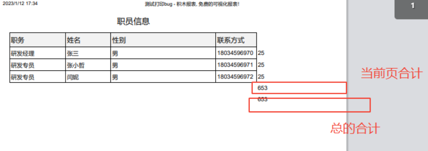 当前页合计的值在打印时显示的是全量数据总和 · Issue 1595 · Jeecgbootjimureport · Github 9020
