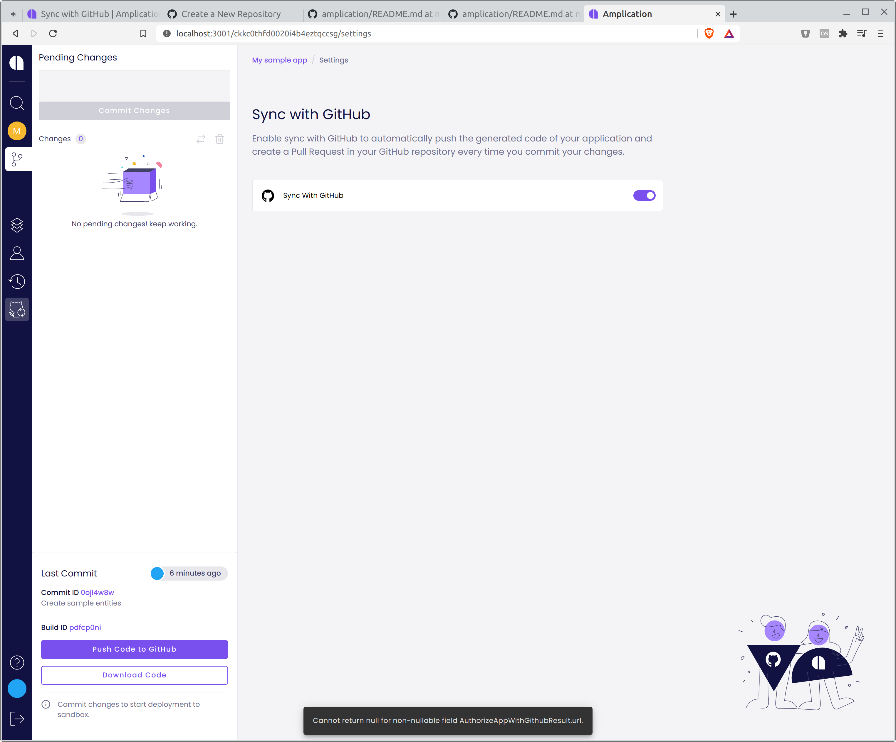 Sync with Github Toggle won't turn off [Bug Title] · Issue #1127 · amplication/amplication · GitHub