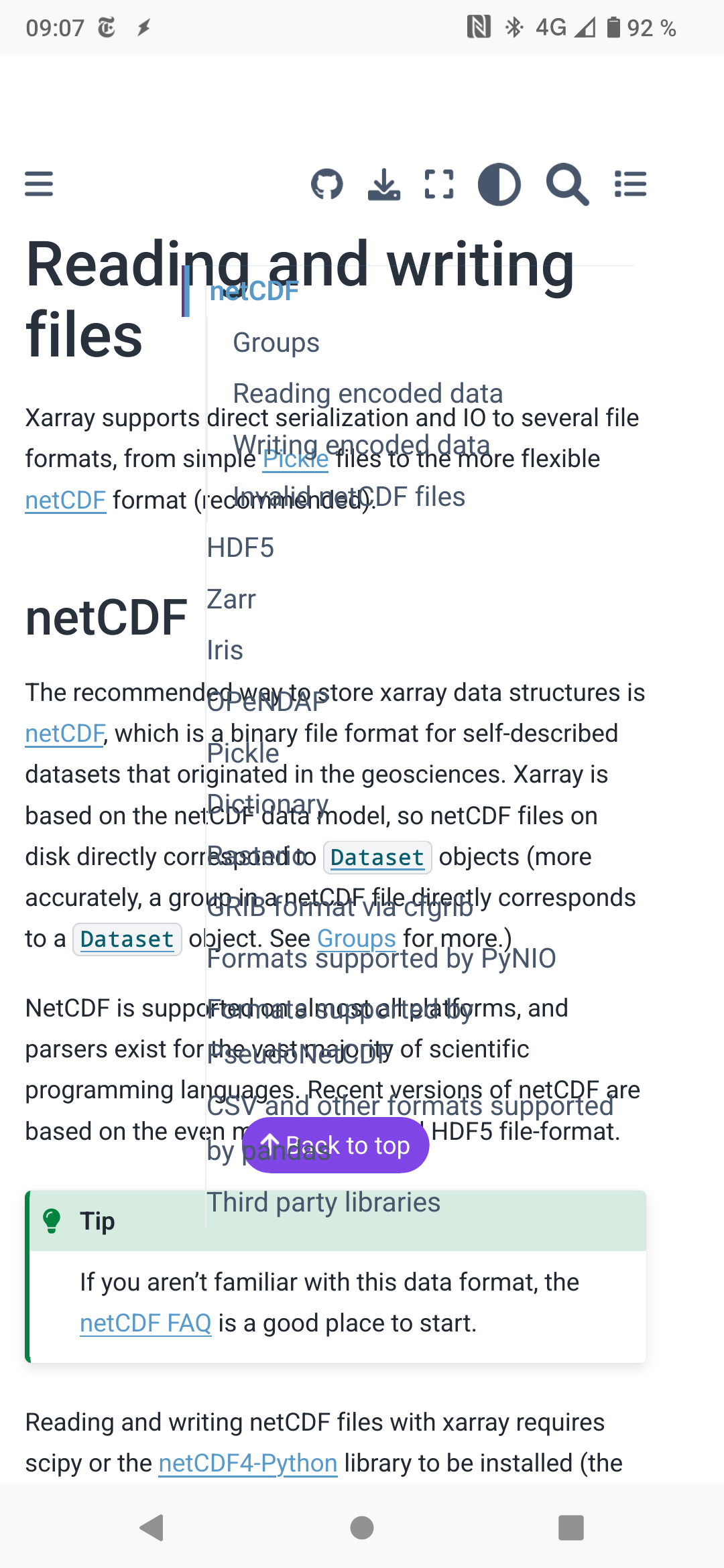 Site Menu Of Documentation Obstructing View On Mobile · Issue 8366 · Pydata Xarray · Github