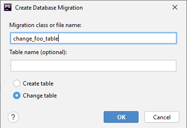 Table name field is not populated when selecting migration change · Issue #169 · laravel-idea ...