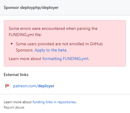 Register in https://github.com/sponsors · Issue #1877 · deployphp/deployer · GitHub