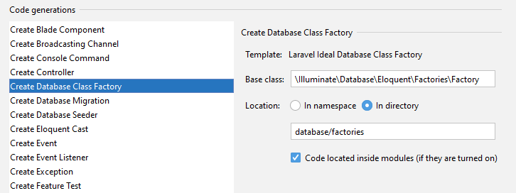 No namespace specified for Database Class Factory creation · Issue #156 · laravel-idea/plugin ...