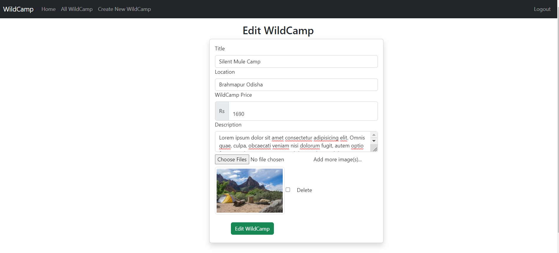 GitHub - amit0117/WildCamp: A camping website helps users to share and gain info about different ...