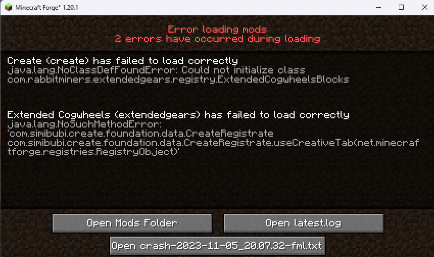 Game Crashes on Launch using Create 1.20.1 0.5.1.f · Issue #79 ...