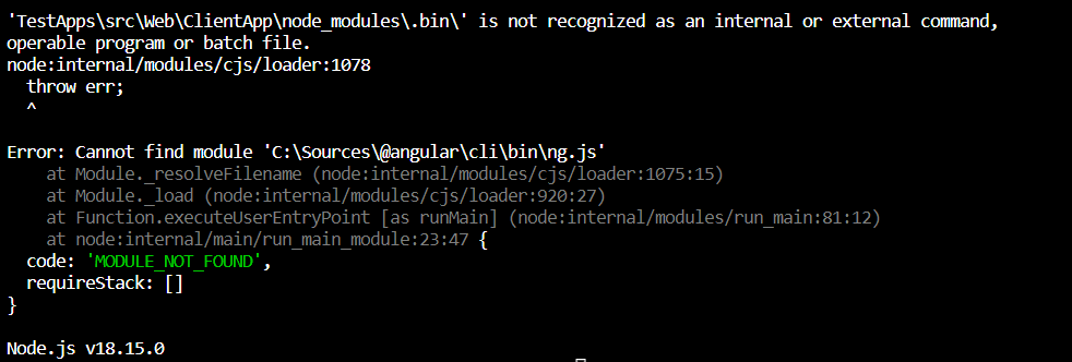 Angular fails to start, if solution path has characters like ...