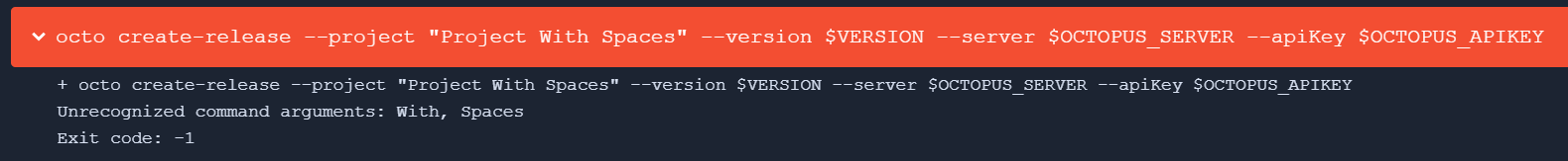 Bitbucket pipelines using Octo.exe docker image does not support project names with spaces ...