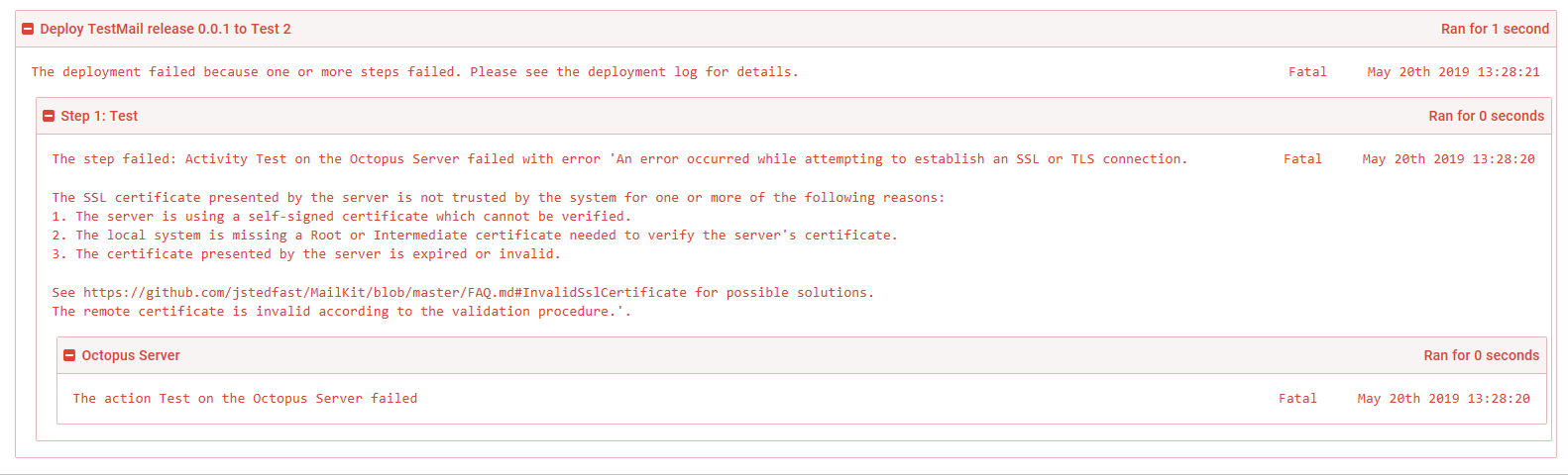 Email step fails on servers with self-signed certificate even though ...