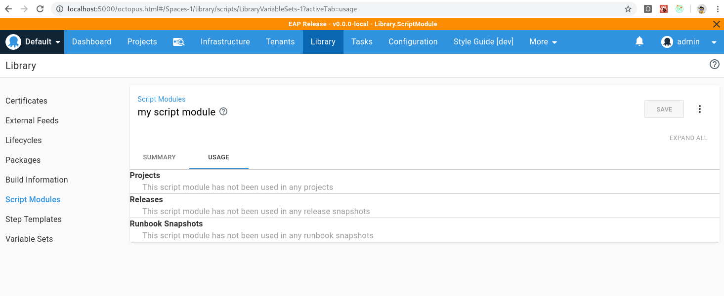 UI layout issue on usage tab for library variables set, script modules and lifecycles pages ...