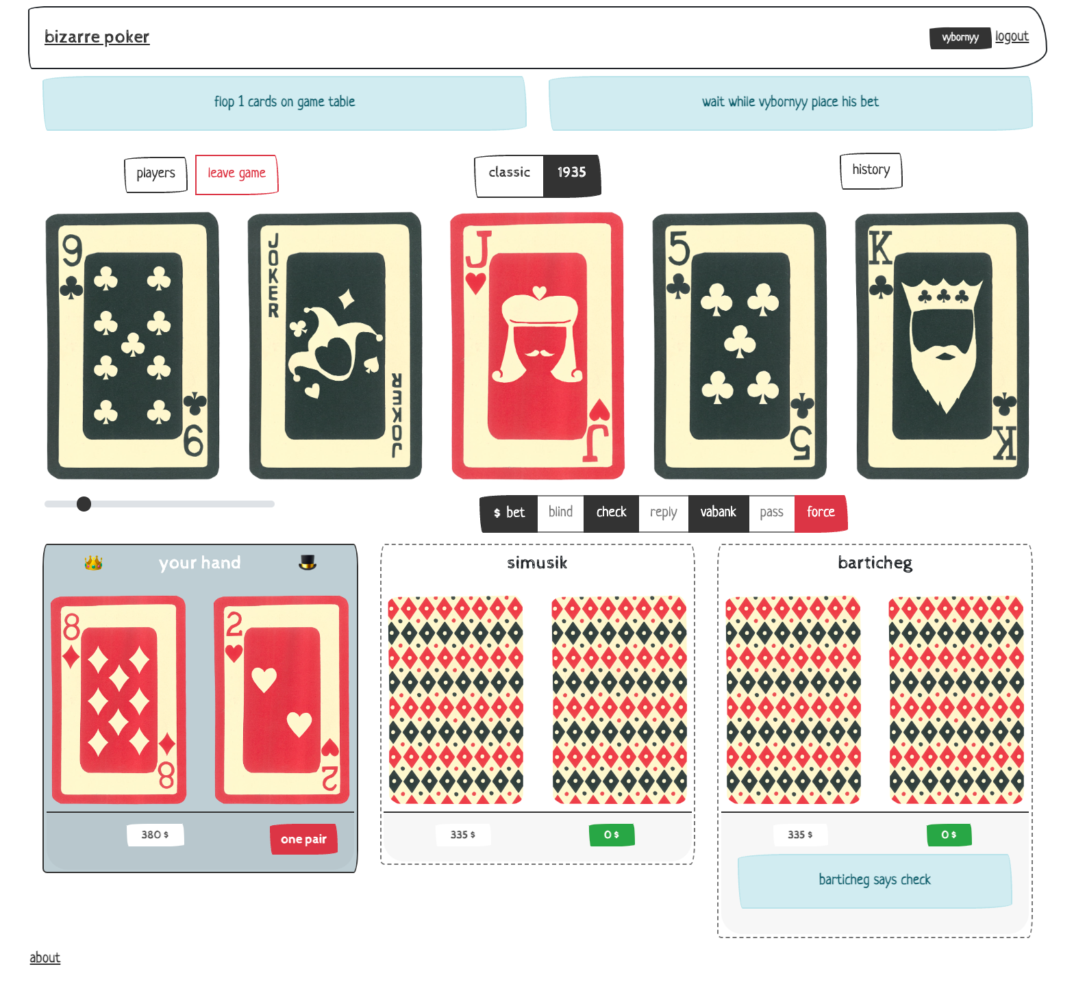 GitHub - MishaVyb/bizarre-poker: Web application for playing in poker with extended rules 🤡