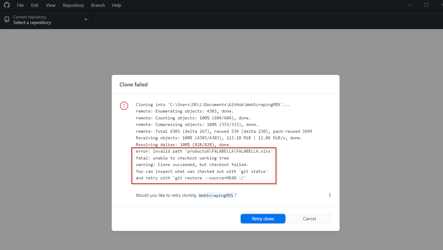 Problema en Pull · Issue #237 · pescap/WebScrapingMDS · GitHub