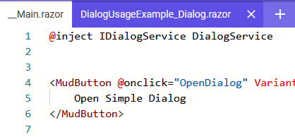 Unclickable dialog.razor tab in docs code example for Simple Dialog · Issue #1682 · MudBlazor ...